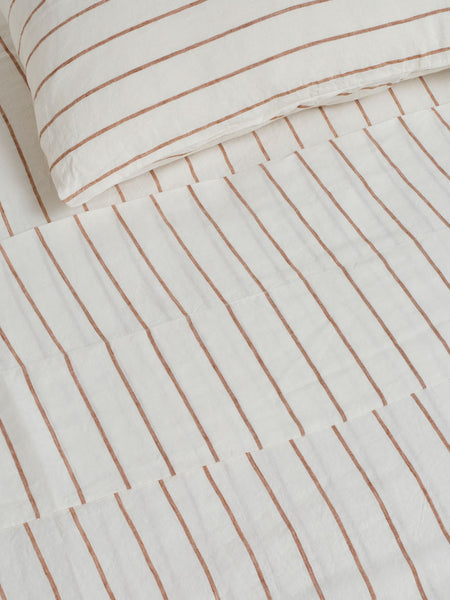 Fitted Sheet in Tobacco Stripes | 100% French Linen – Carlotta+Gee
