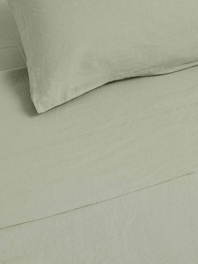 Sage 100% Pure Linen Flat Sheet – Carlotta+Gee