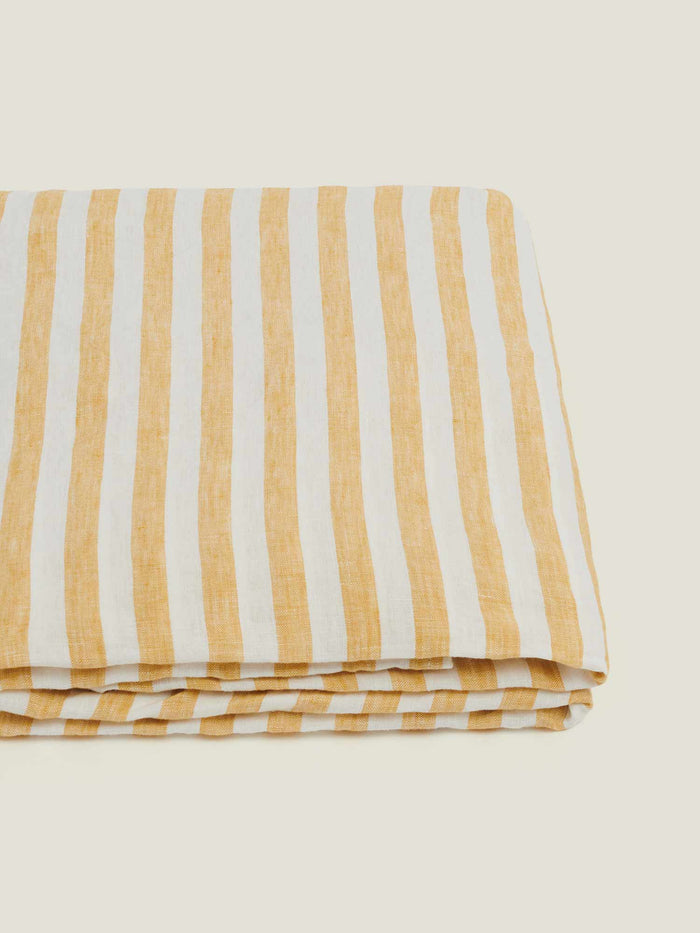 Yellow Stripes 100% Pure Linen Flat Sheet – Carlotta+Gee