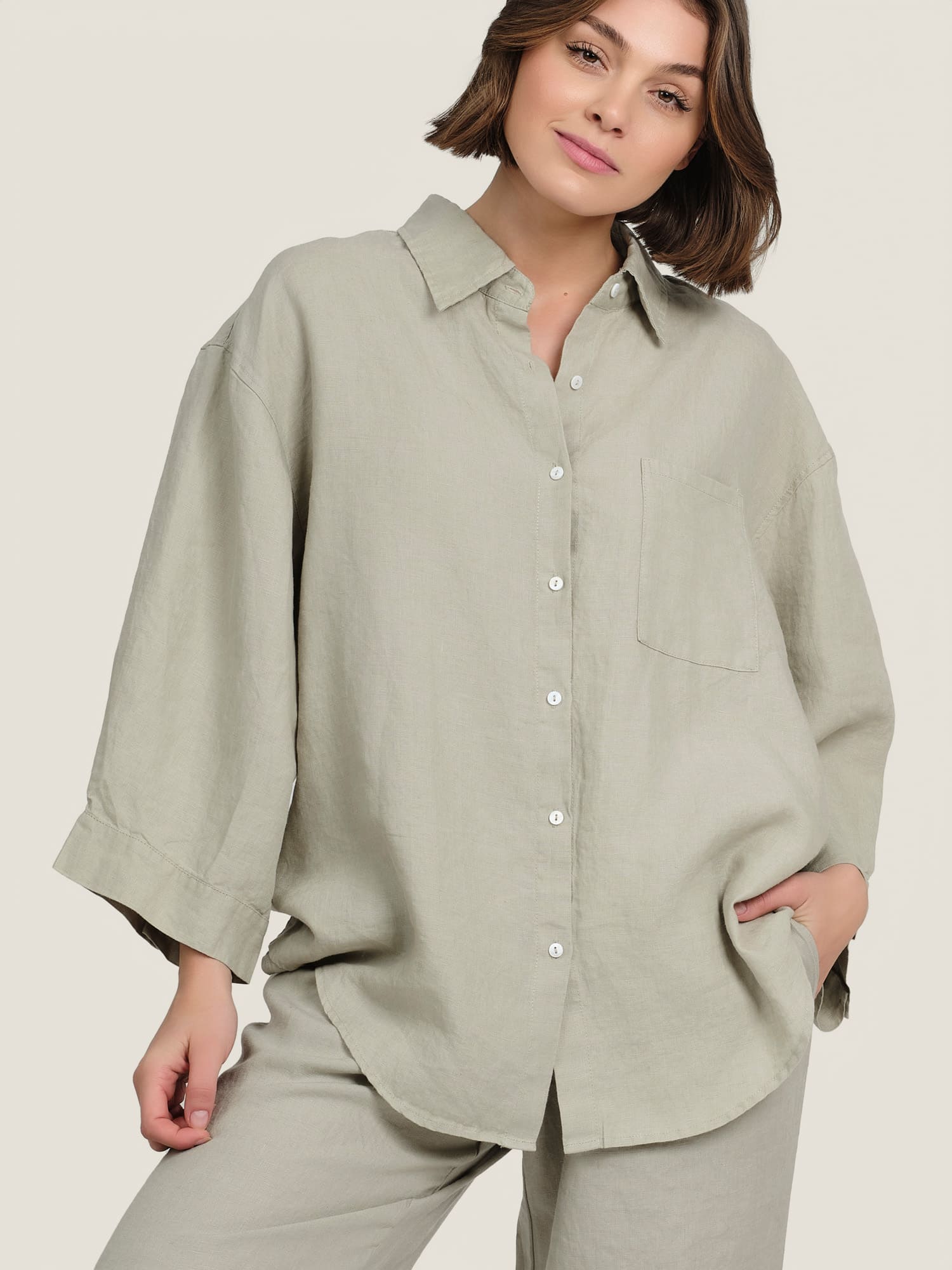 Sage Linen Shirt | 100% Pure French Linen – Carlotta+Gee
