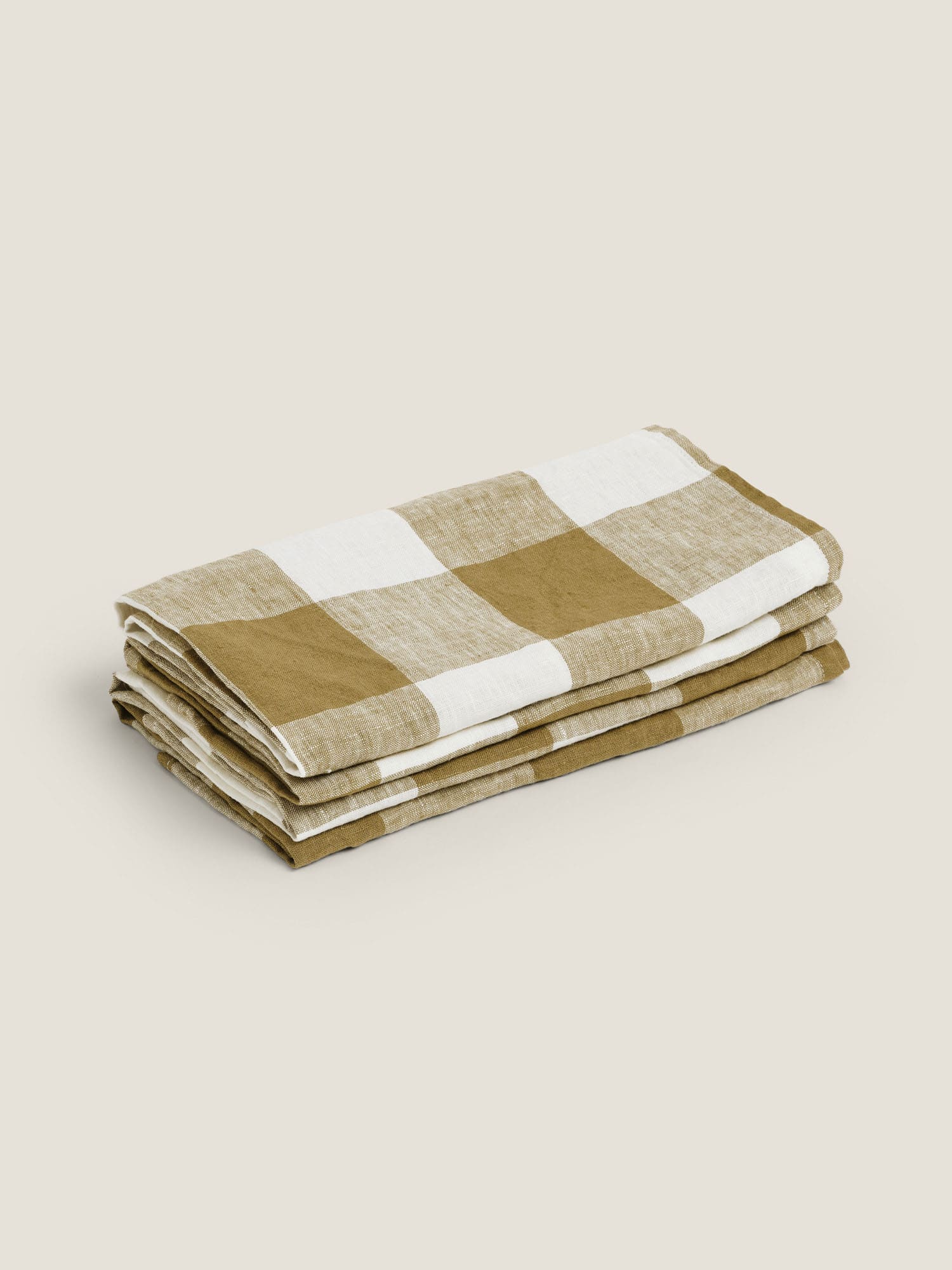 Olive Check 100% Pure Linen Napkin Set – Carlotta+Gee